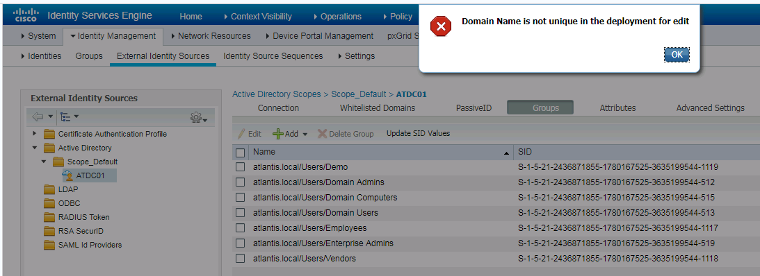 Solved Domain Name Is Not Unique In The Deployment For Edit Cisco Community